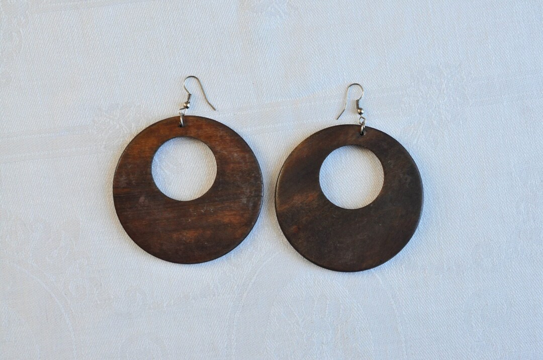 Extra Large Wooden Hoop Earrings. off Centre Lightweight Hoops. Hippie ...