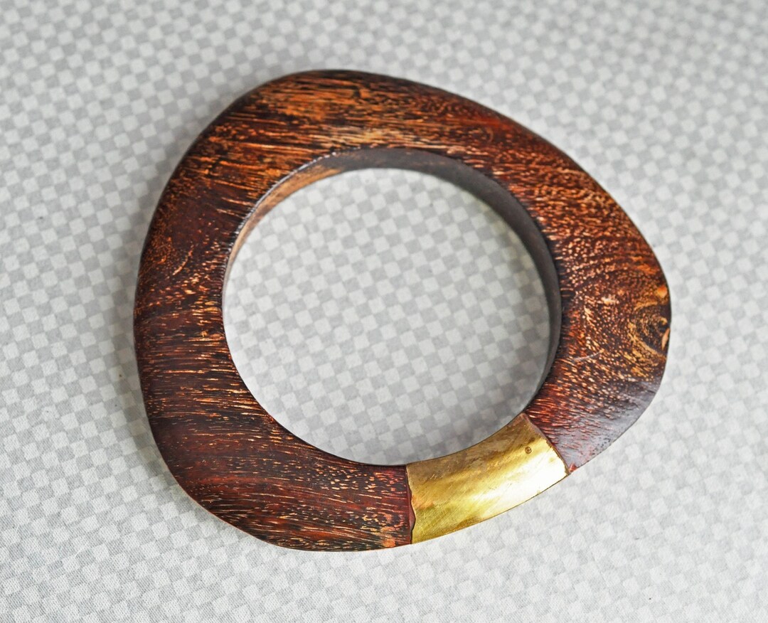 70s, 80s Gerda Lynggaard Teak Bangle, Bracelet. Rounded Triangular ...