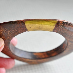 70s, 80s Gerda Lynggaard Teak Bangle, Bracelet. Rounded Triangular ...