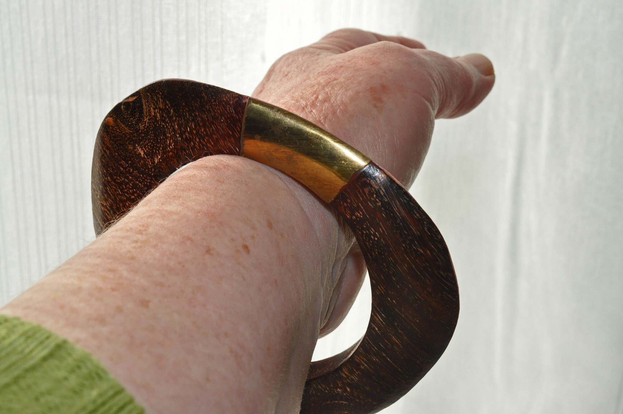 70s, 80s Gerda Lynggaard Teak Bangle, Bracelet. Rounded Triangular ...