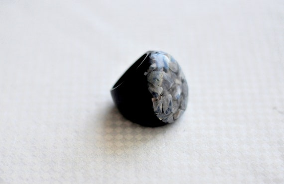 Fabulous, large, domed, French Bakelite ring. Clear … - Gem