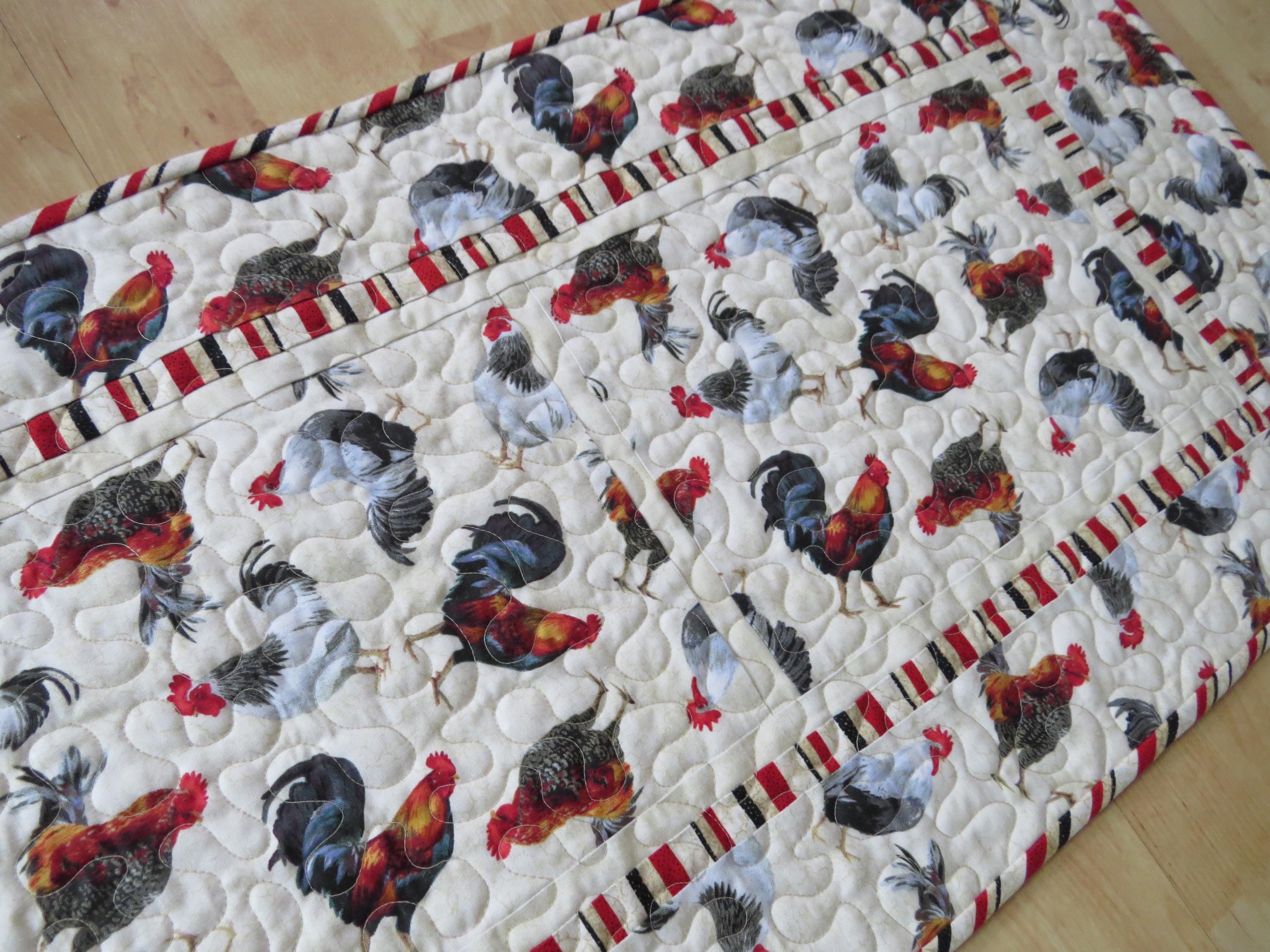 Quilted Table Runner, 15.25x41.5-inch Rooster Stripe Bias #2360 - Etsy