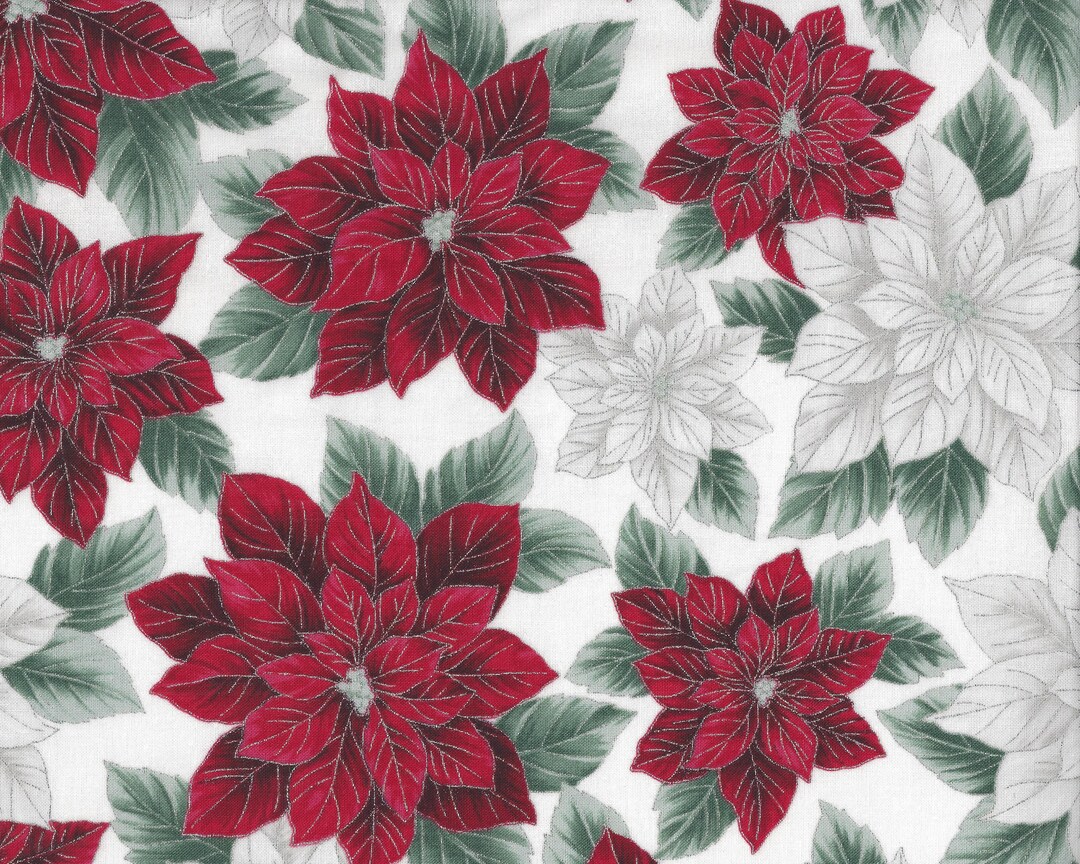 Christmas Splendor Cotton Quilt Fabric by the Yard, Hoffman Cherry ...