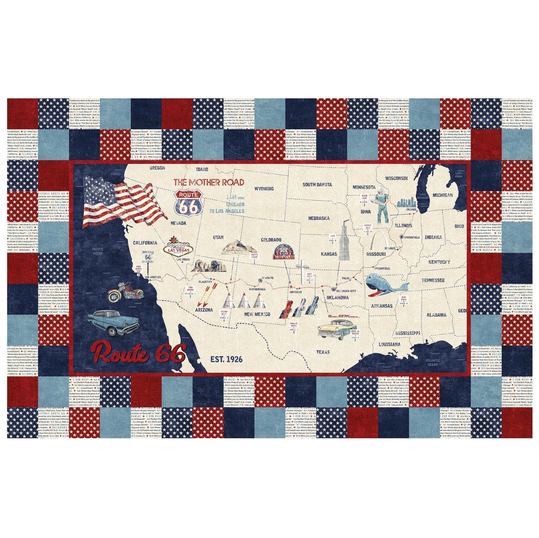 Northcott Route 66, Cotton Quilt Fabric Panel, Cream DP23113-11 - Etsy