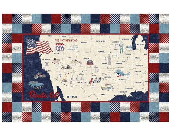 Northcott Route 66, Cotton Quilt Fabric Panel, Cream DP23113-11 - Etsy
