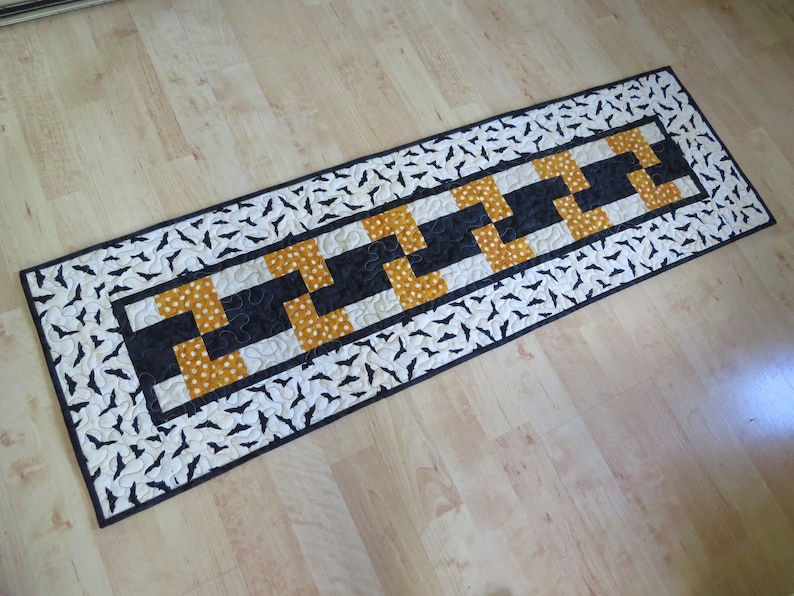 Quilted Table Runner 13.25x43-inch Black Cat Capers Halloween #2083 - Etsy
