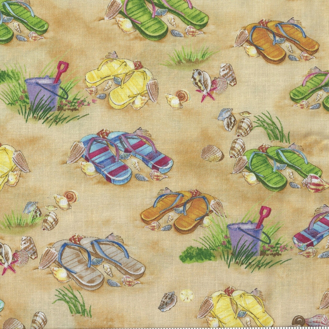 Flip Flops Cotton Quilt Fabric by the Yard Seaside - Etsy