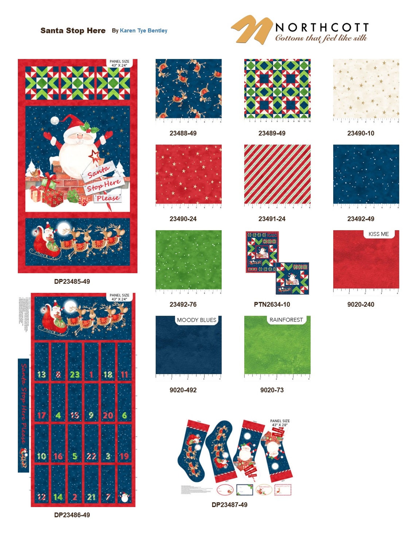 Santa Stop Here Advent Calendar Panel Navy Cotton Quilt Fabric | Etsy