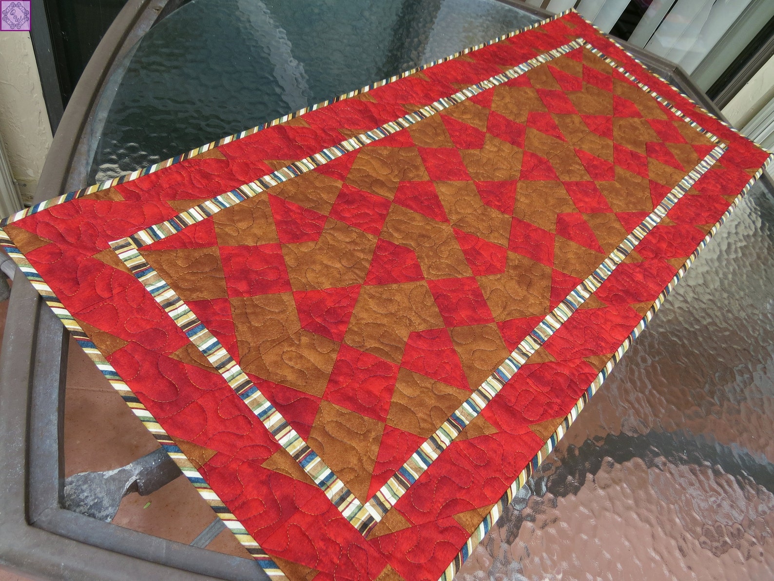 Quilted Table Runner 18.5x42.5-inch Patchwork Brown Red 967 - Etsy