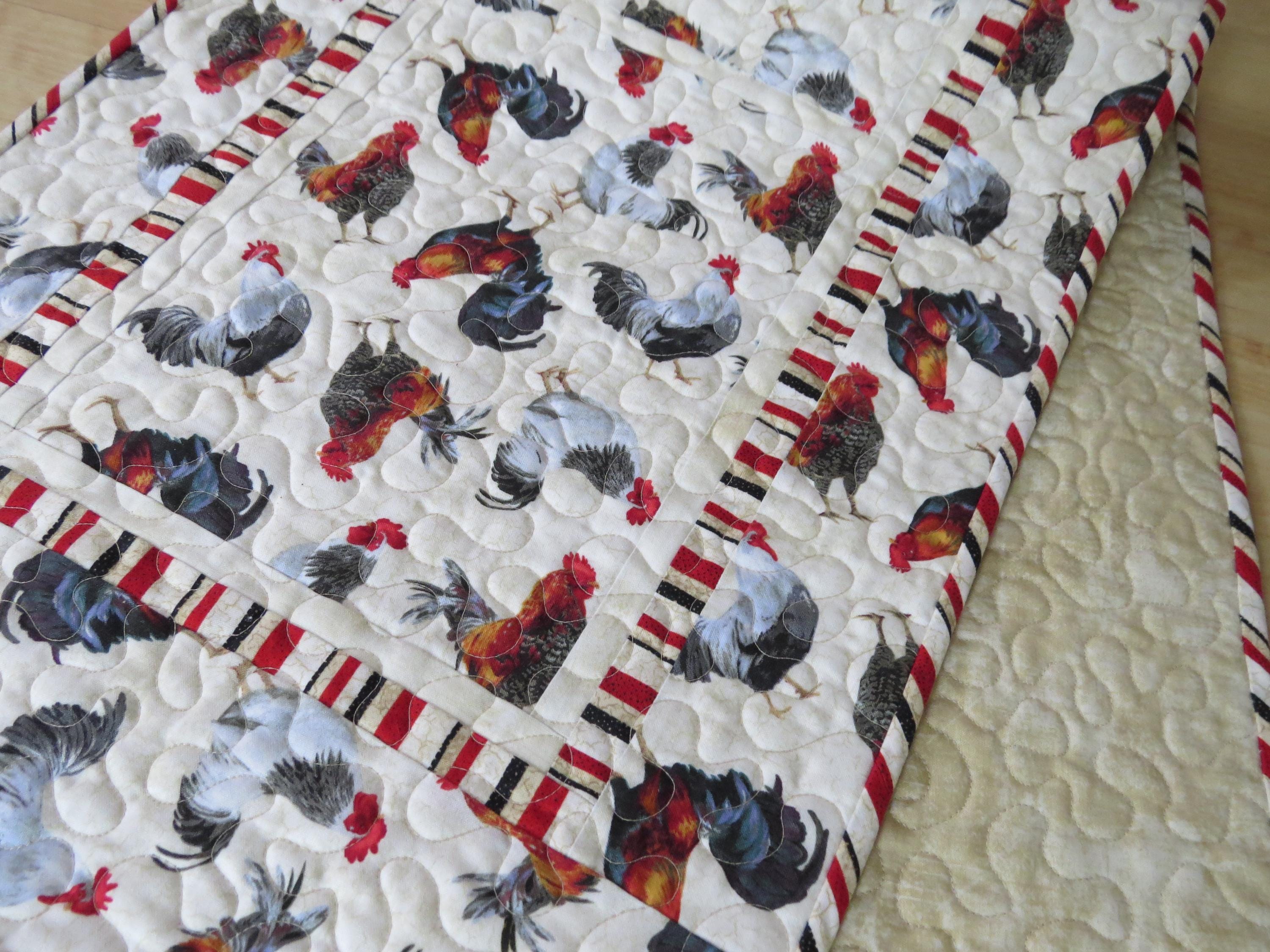 Quilted Table Runner, 15.25x41.5-inch Rooster Stripe Bias #2360 - Etsy