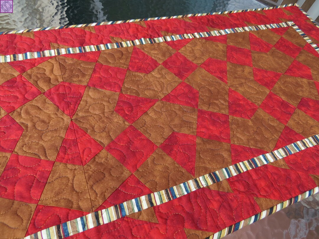 Quilted Table Runner 18.5x42.5-inch Patchwork Brown Red 967 - Etsy