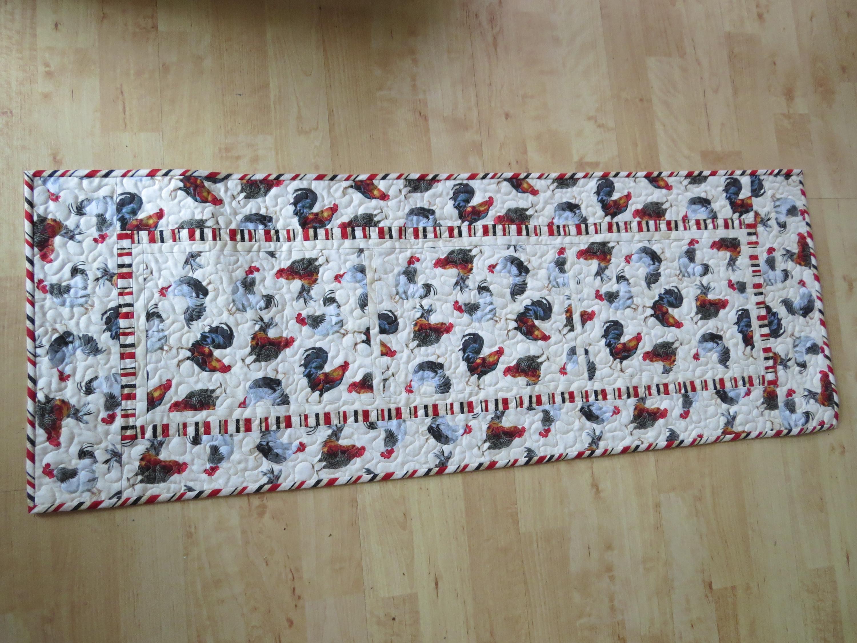 Quilted Table Runner, 15.25x41.5-inch Rooster Stripe Bias #2360 - Etsy