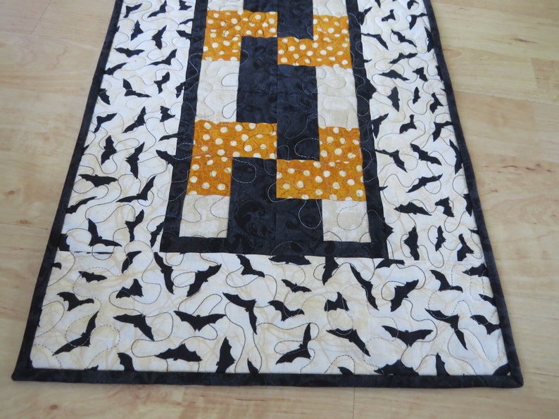 Quilted Table Runner 13.25x43-inch Black Cat Capers Halloween #2083 - Etsy