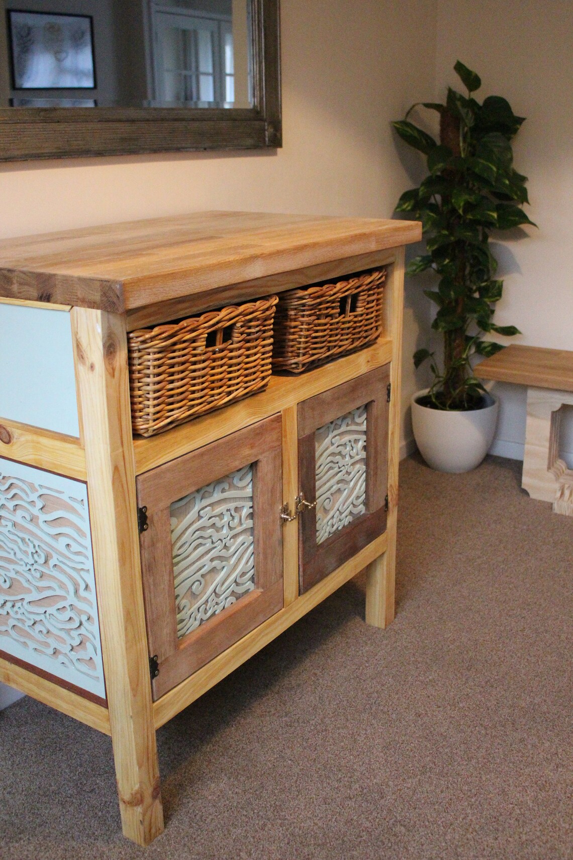 Wood Kitchen Storage Cupboard With Bespoke Panelling Handmade - Etsy