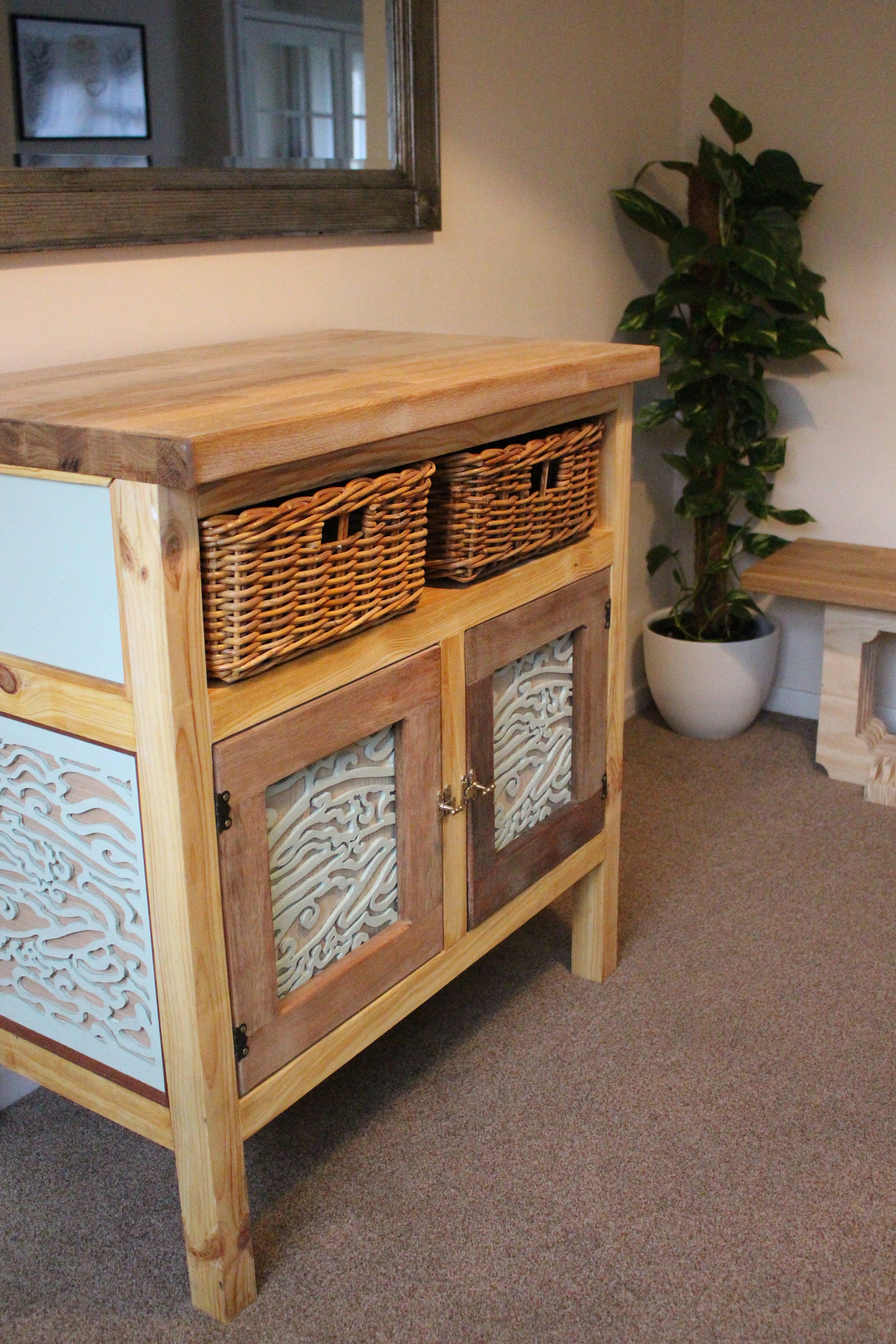 Wood Kitchen Storage Cupboard With Bespoke Panelling, Handmade Food ...