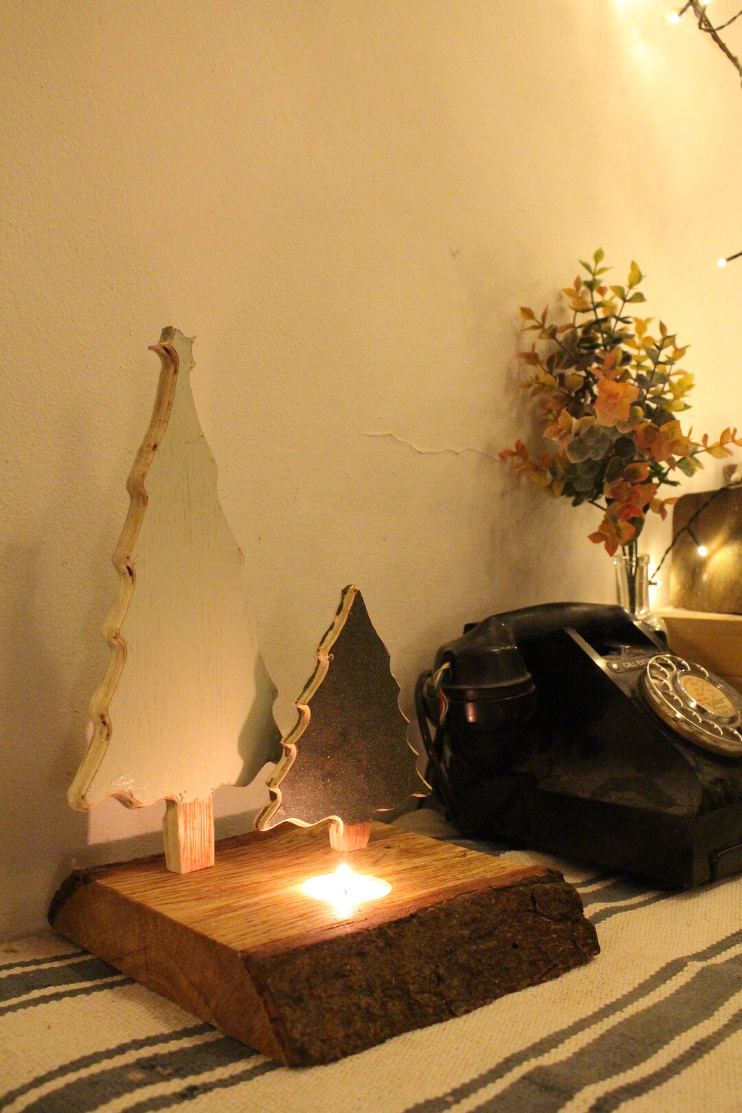 Wood Christmas Tree Table Decoration W/ Tea Light, Unique Gift Idea on ...