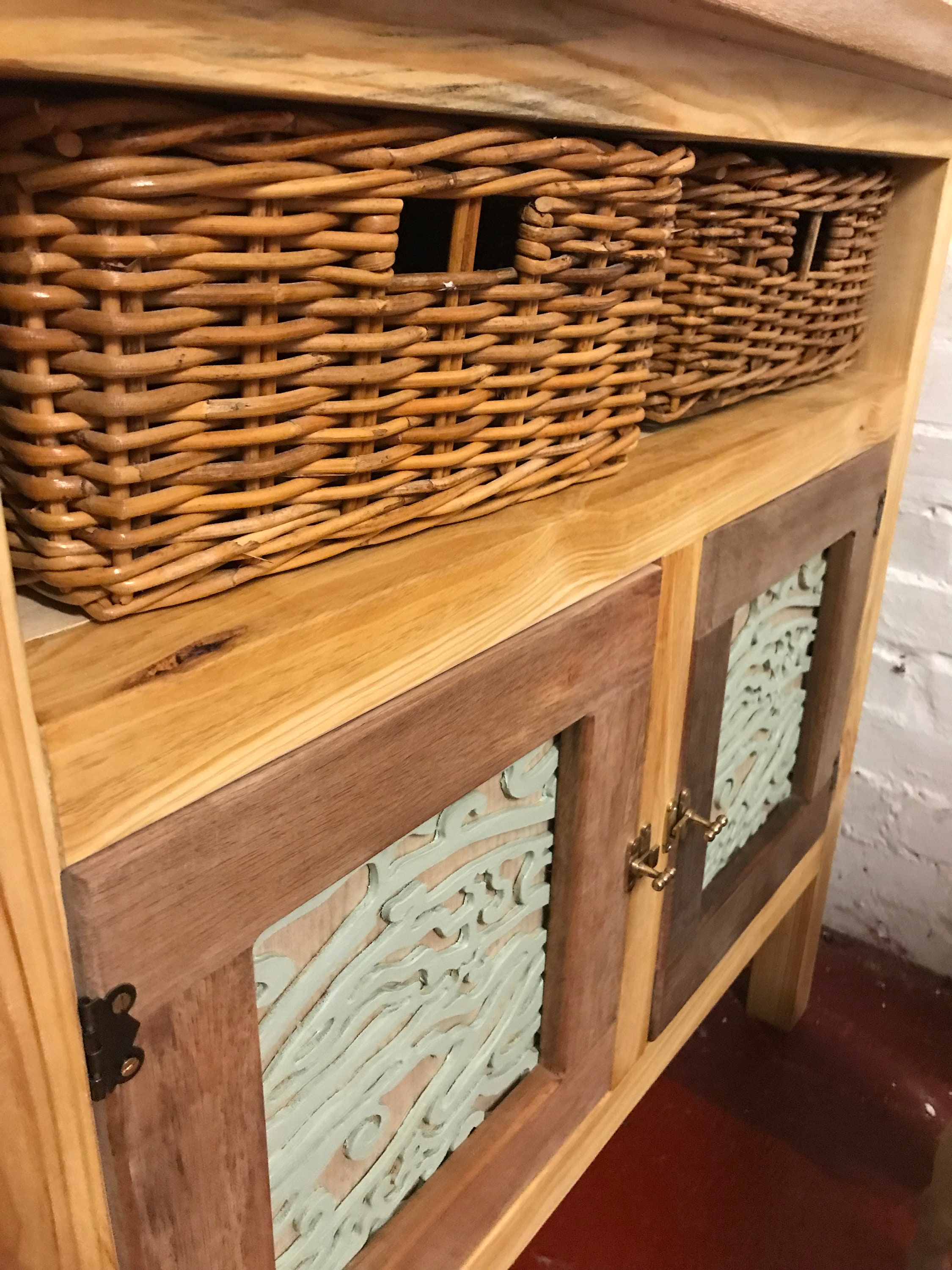 Wood Kitchen Storage Cupboard With Bespoke Panelling, Handmade Food ...