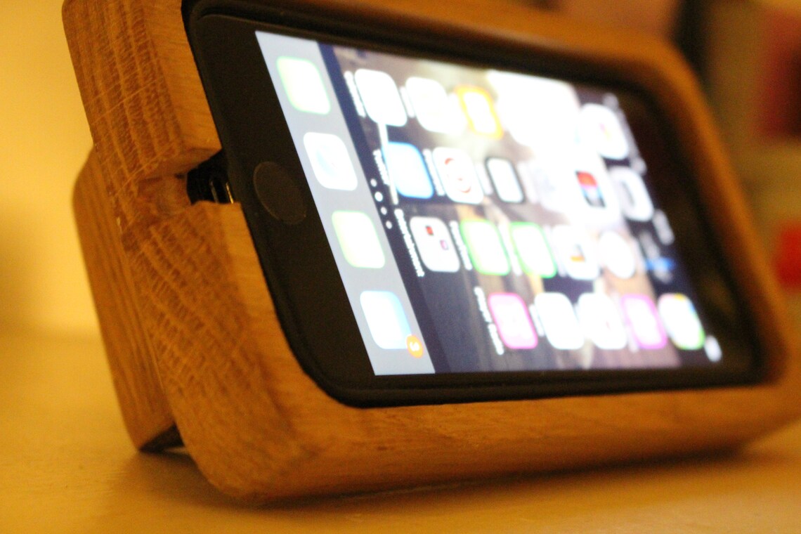 Wood Phone Stand | Wooden Docking Station | Handmade Mobile Holder for ...