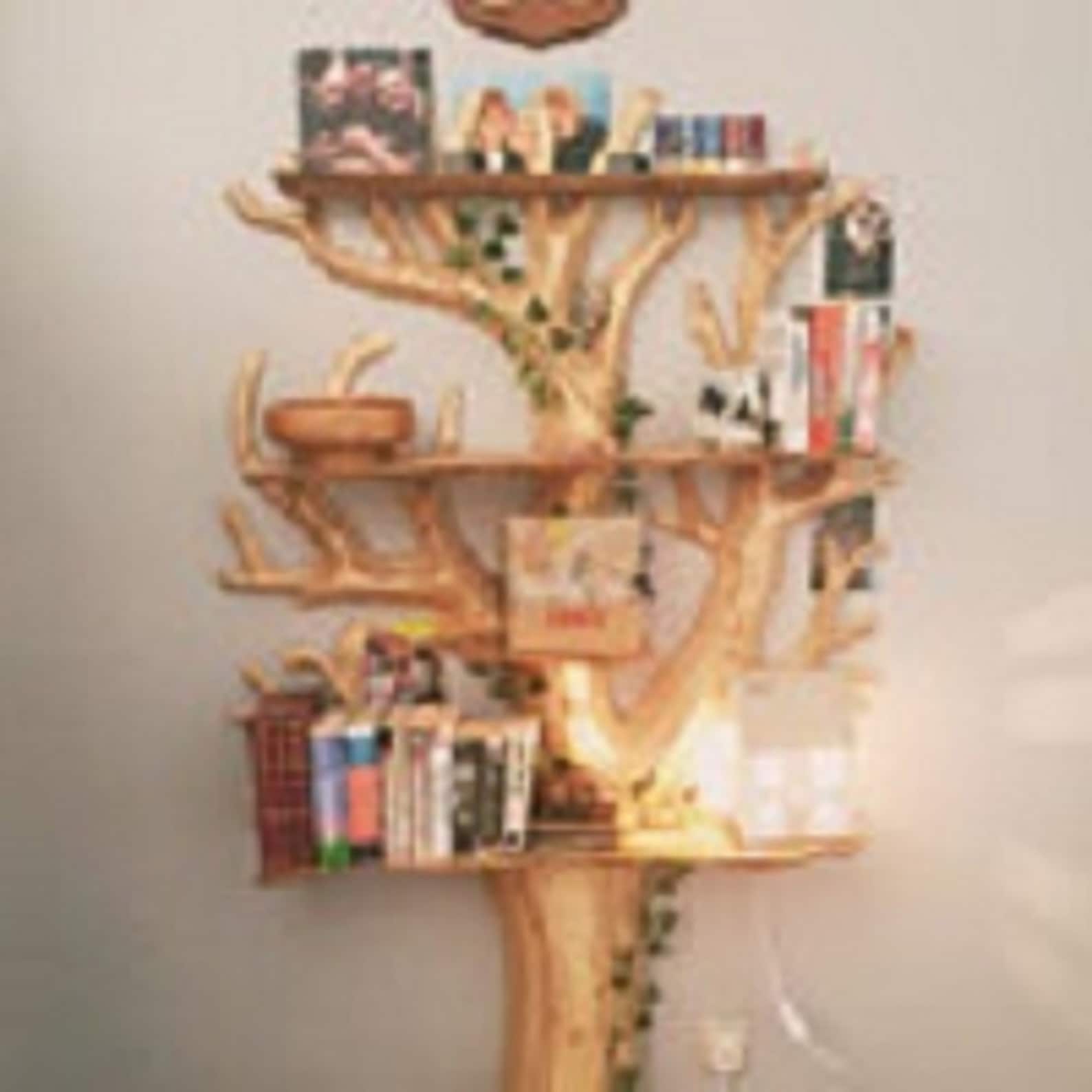 Wooden Tree Bookcase Bookshelf Handmade Interior Furniture - Etsy