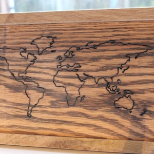 Engraved Oak World Map Picture - Etsy