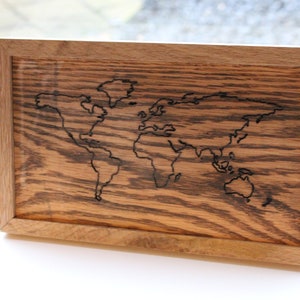 Engraved Oak World Map Picture - Etsy