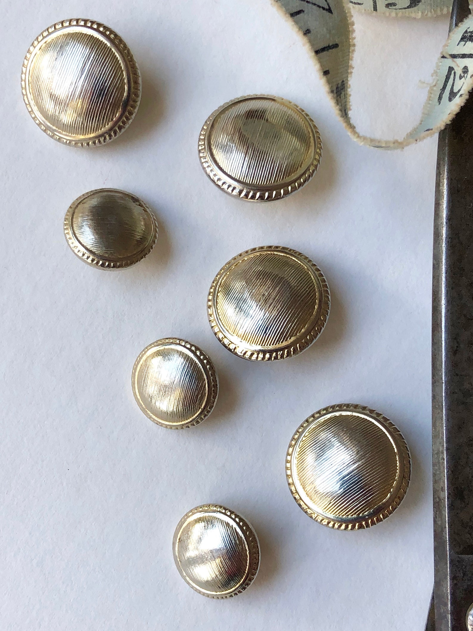 Set of Silver Metal Shank Vintage Buttons 4 x 2cm plus 3 x | Etsy