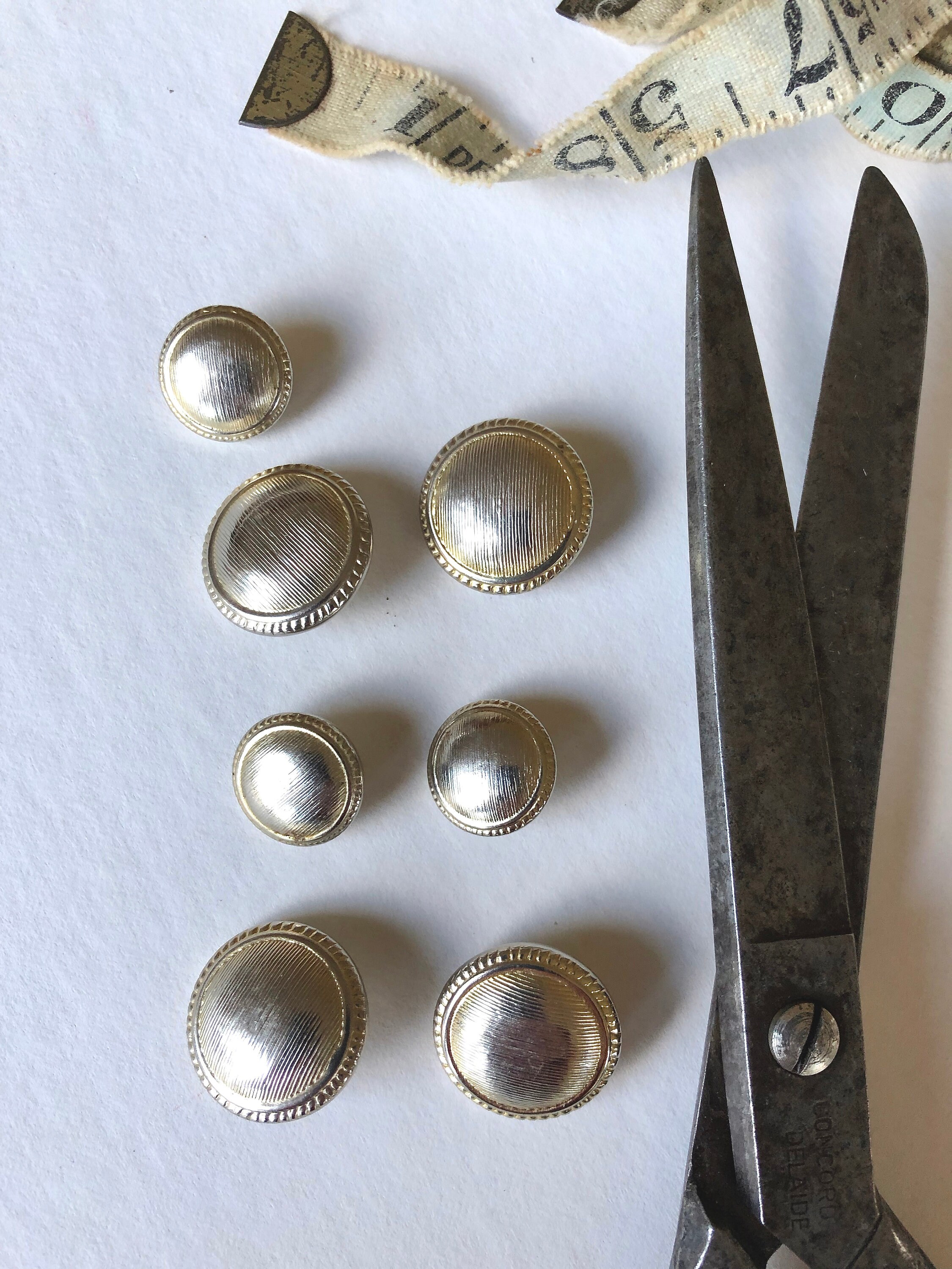 Set of Silver Metal Shank Vintage Buttons 4 x 2cm plus 3 x | Etsy
