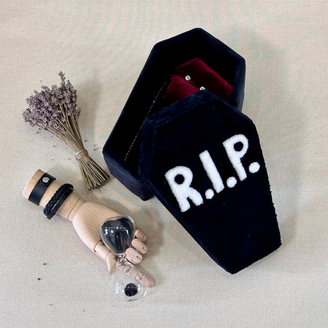 Gothic Coffin Gift Box: Punch Needle Embroidered Velvet Jewelry Casket ...