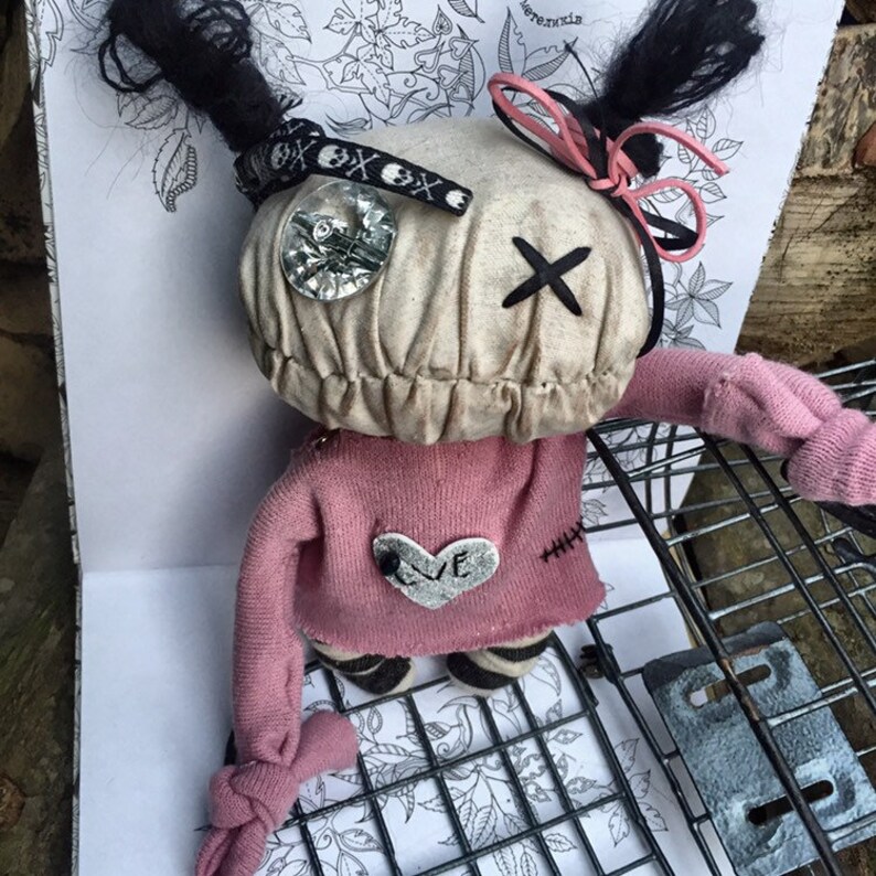 Grungy Voodoo Handmade Doll Voodoo Pink Girl Pastel | Etsy