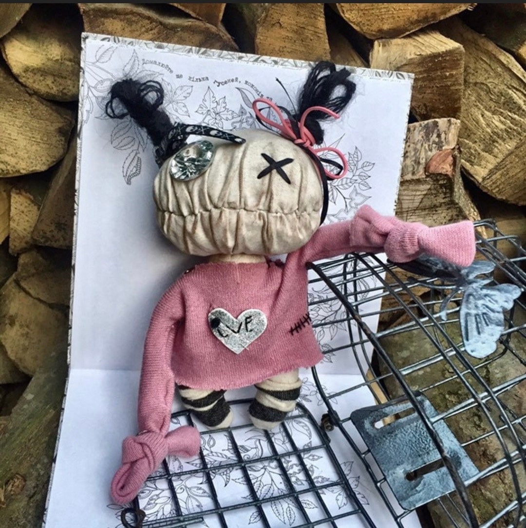 Grungy Voodoo Handmade Doll - Voodoo Pink Girl, Pastel Halloween, Made ...