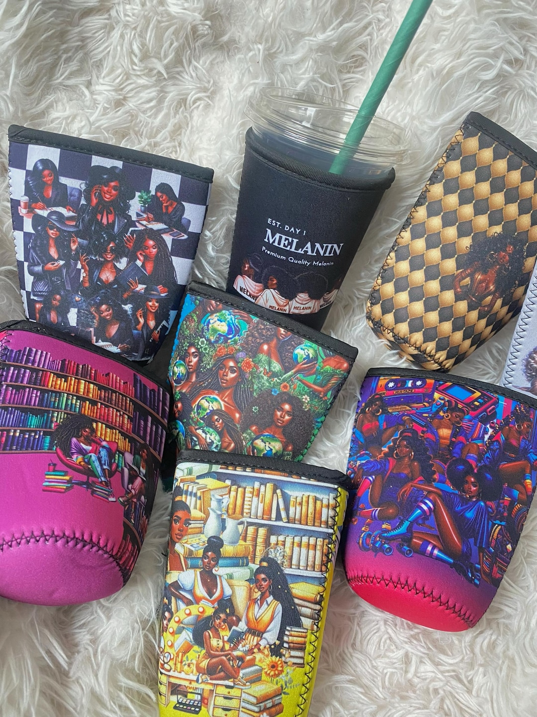 Neoprene Cup Sleeve | Black Art Designs, Insulated Drink Cozy - Etsy