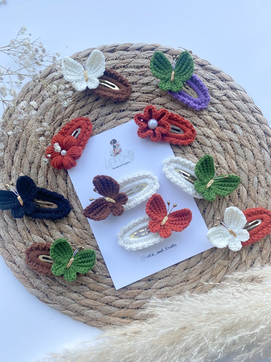 Autumn Crochet Snap Clips Knitted Hair Clips Daisy - Etsy