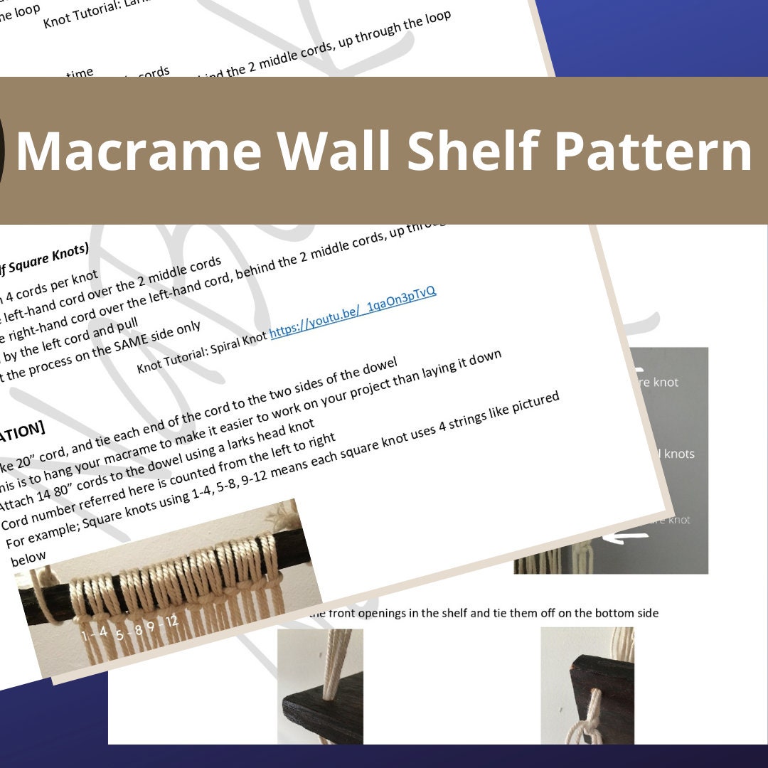 Macrame Wall Shelf Pattern / DIY Digital Download / Tutorial Instant ... Macrame Wall Shelf Pattern / DIY Digital Download / Tutorial Instant ...