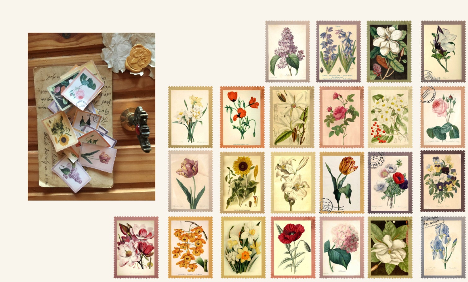 Vintage Stamp Set Postage Sticker Packs Retro Stickers - Etsy