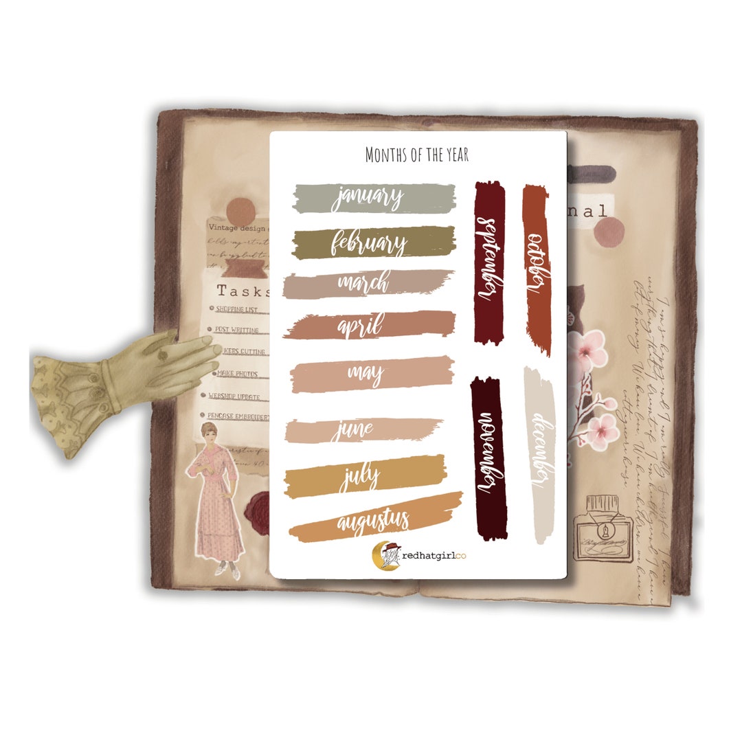 Essentials Months of the Year Sticker Sheet Bullet Journal, Bujo ...