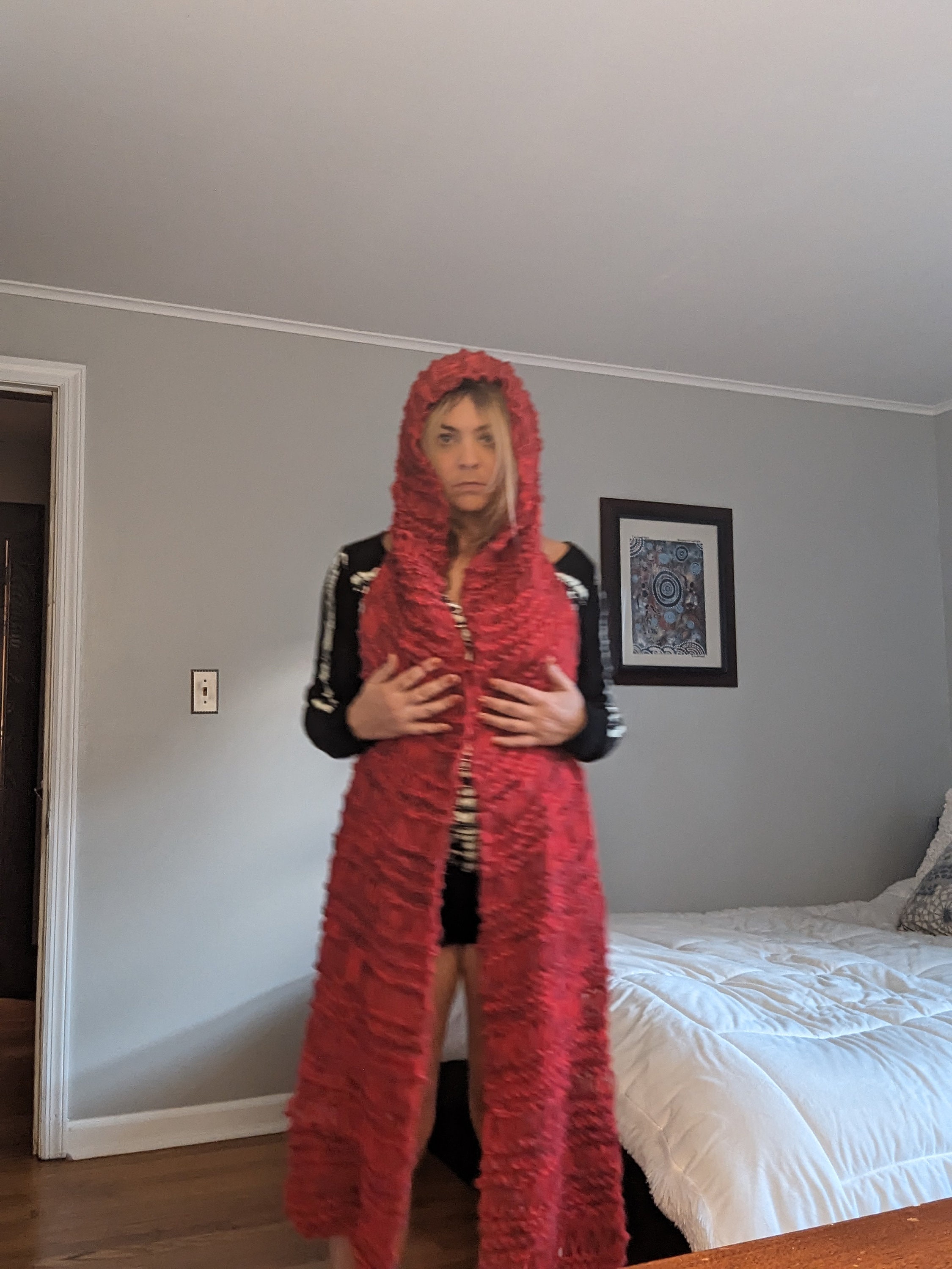 Red Hooded Scarf - Etsy