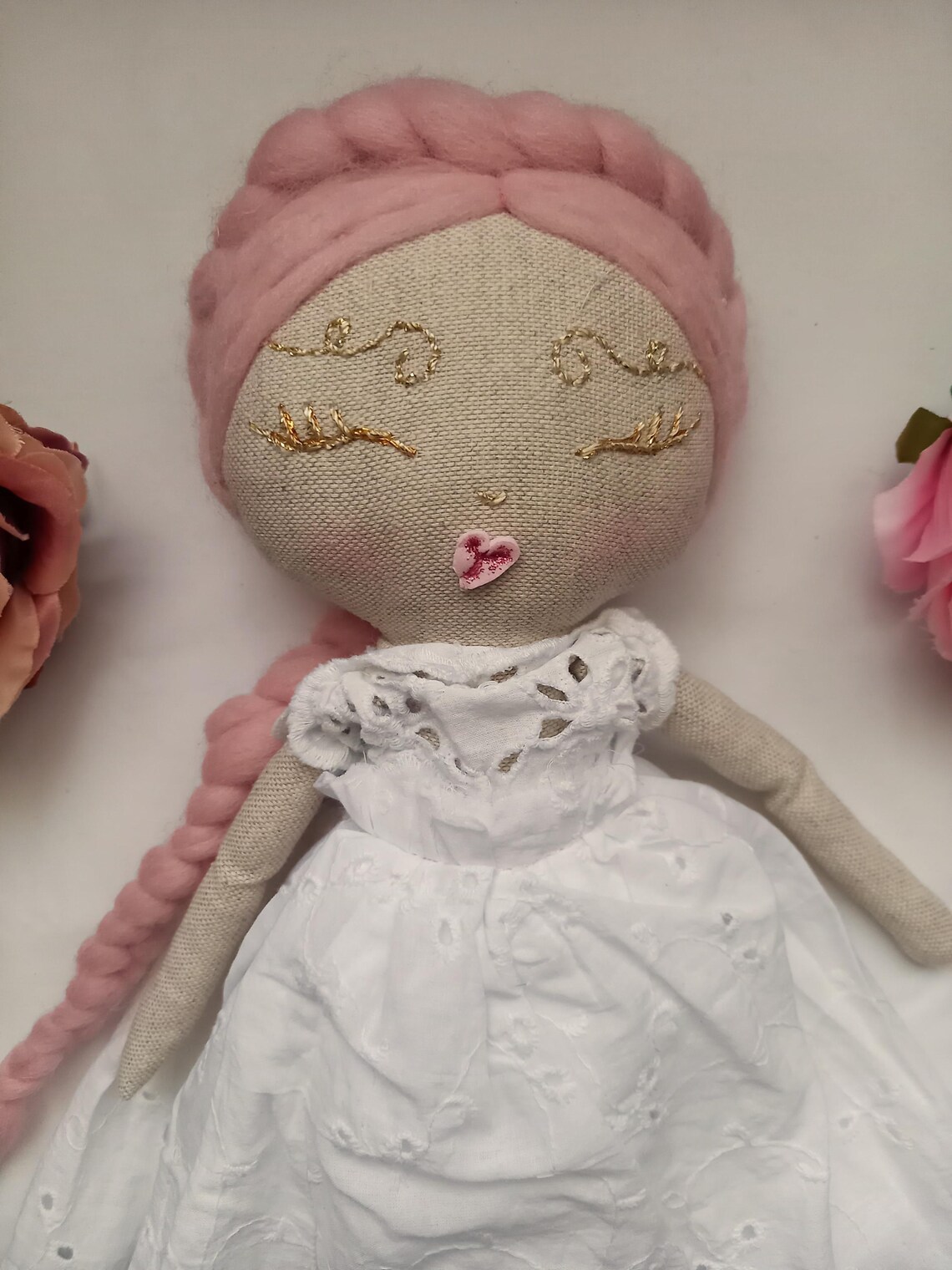 Handmade Ragdoll: Handcrafted Art Doll With White Dress - Etsy