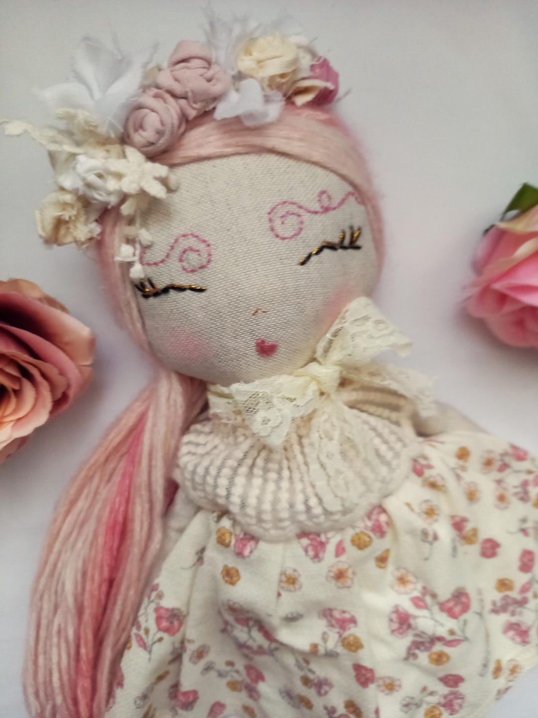 Handmade Ragdoll: Floral Dress Art Doll - Etsy