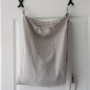 Linen Hanging Laundry Bag With Drawstring and Handle, Large Storage Bag With Loops, Hamper Bag ...