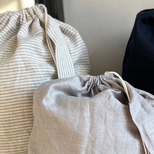 Linen Laundry Bag, Large Hanging Laundry Bag With Handle and Loops ...