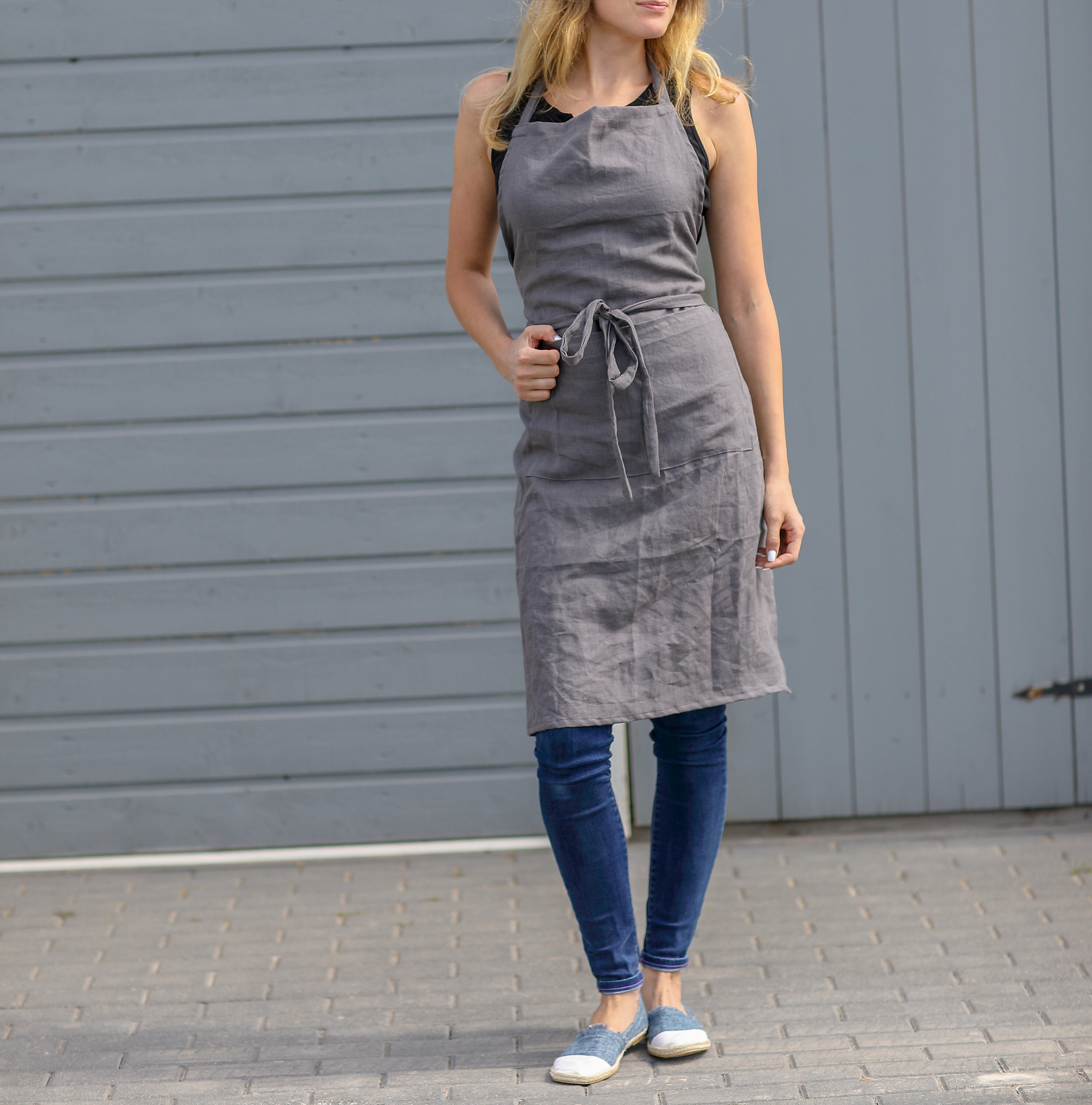 Linen Kitchen Apron Craft Apron Tea Linen Apron Unisex | Etsy