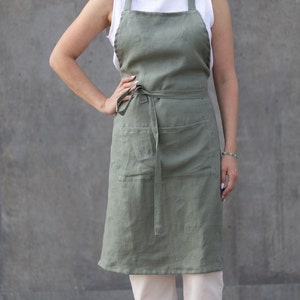 Natural Linen Apron, Apron for Woman, Handmade Apron for Cooking ...