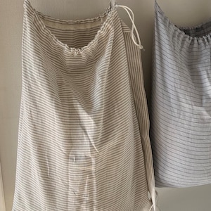 Linen Laundry Bag, Large Hanging Laundry Bag With Handle and Loops ...