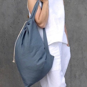Linen Laundry Bag, Large Hanging Laundry Bag With Handle and Loops ...