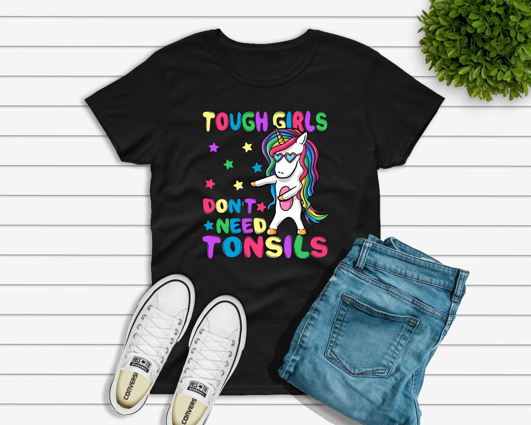 Tonsil Surgery Shirt for Kids, Tonsillectomy T-shirt, Tough Girls Don't ...