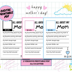 Mother's Day Gift | Mother's Day Activity Printable for Kids ...