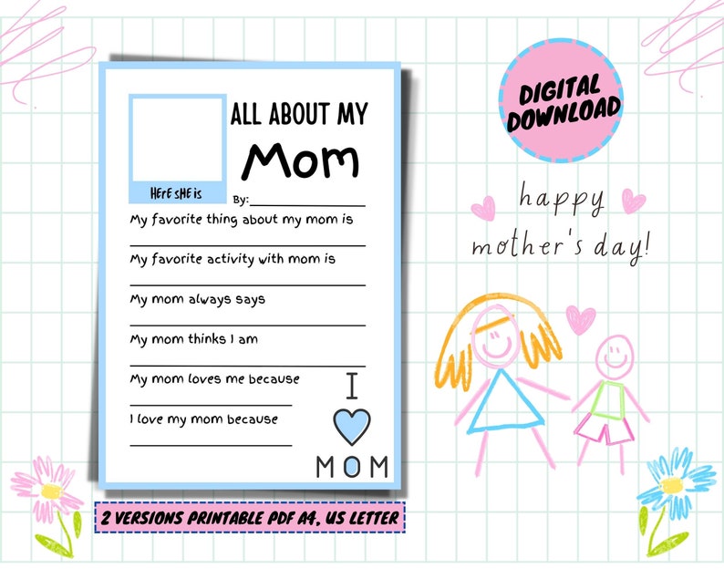Mother's Day Gift Mother's Day Activity Printable for Kids Printable ...