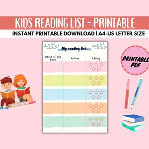 Reading Log Printable for Kids, Kids Book Tracker, Reading Tracker ...