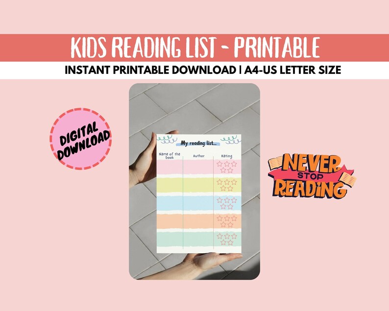 Reading Log Printable for Kids, Kids Book Tracker, Reading Tracker ...