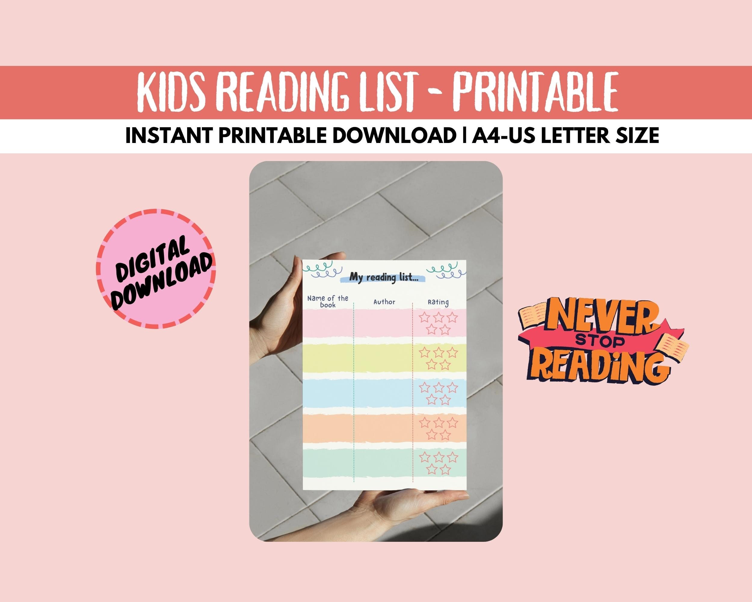 Reading Log Printable for Kids, Kids Book Tracker, Reading Tracker ...